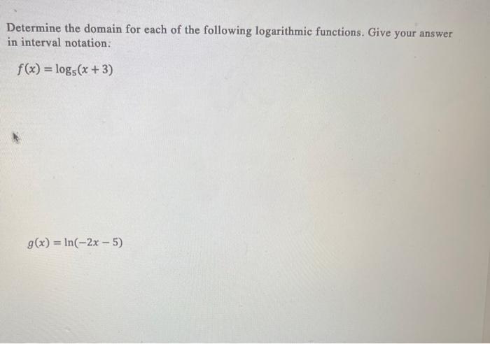 Solved Determine the domain for each of the following | Chegg.com