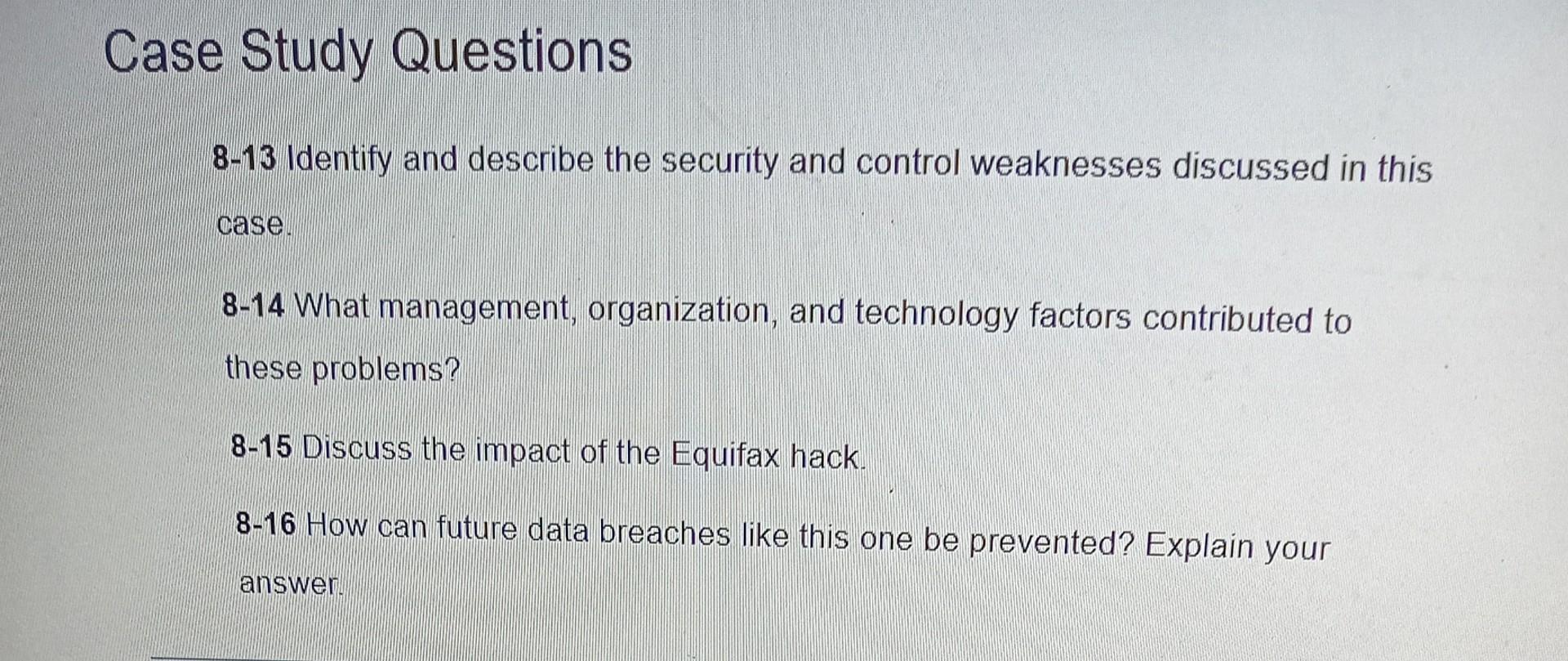 Solved 8-13 Identify and describe the security and control | Chegg.com