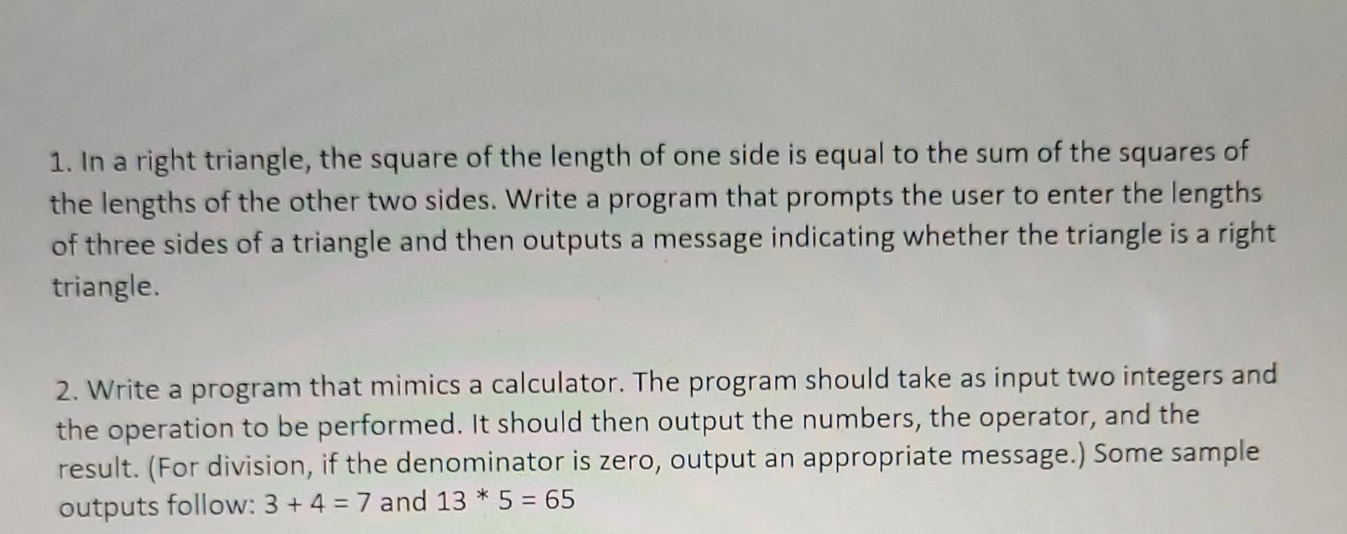 Solved 1. In a right triangle, the square of the length of | Chegg.com