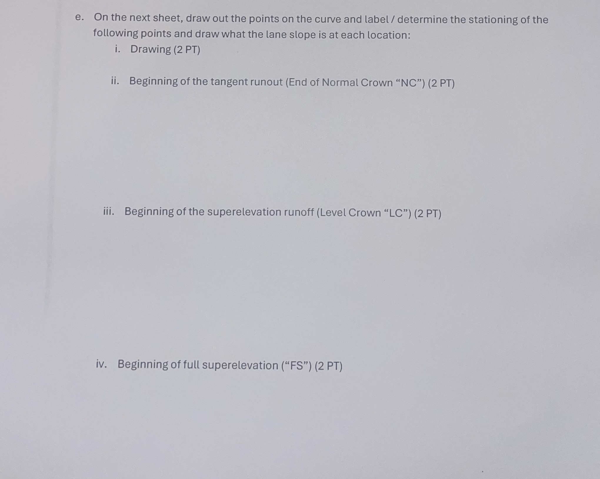 e. ﻿On the next sheet, draw out the points on the | Chegg.com