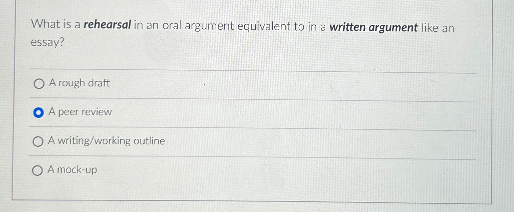 Solved What is a rehearsal in an oral argument equivalent to | Chegg.com