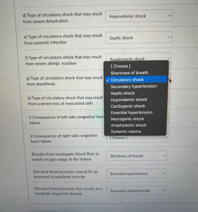 Solved d) Type of circulatory shock that may result from | Chegg.com