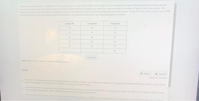 Solved reject or fail to reject and is there sufficient or | Chegg.com