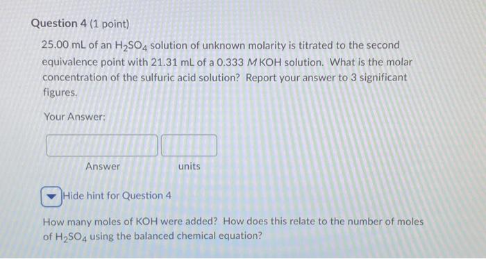 Solved 25.00 mL of an H2SO4 solution of unknown molarity is | Chegg.com