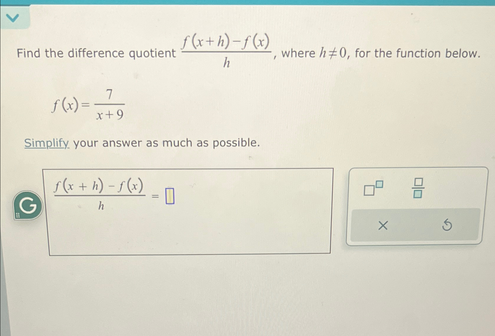 Solved Find the difference quotient f(x+h)-f(x)h, ﻿where | Chegg.com