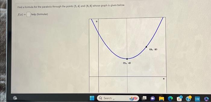 Solved Find a formula for the parabola through the points | Chegg.com