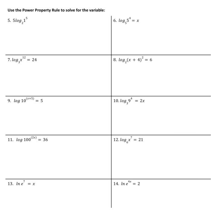 Solved Use the Power Property Rule to solve for the | Chegg.com