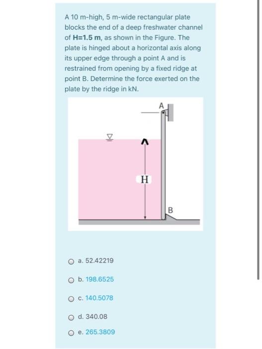 Solved A 10 m-high, 5 m-wide rectangular plate blocks the | Chegg.com