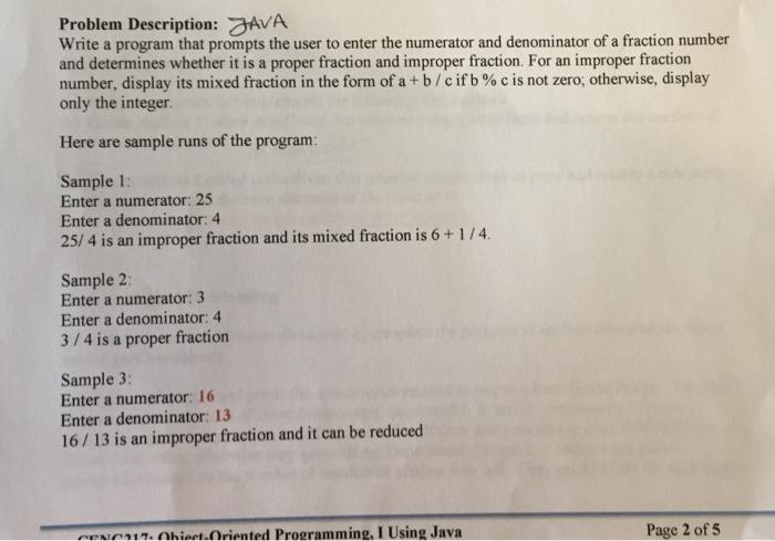Solved Problem Description: JAVA Write a program that | Chegg.com