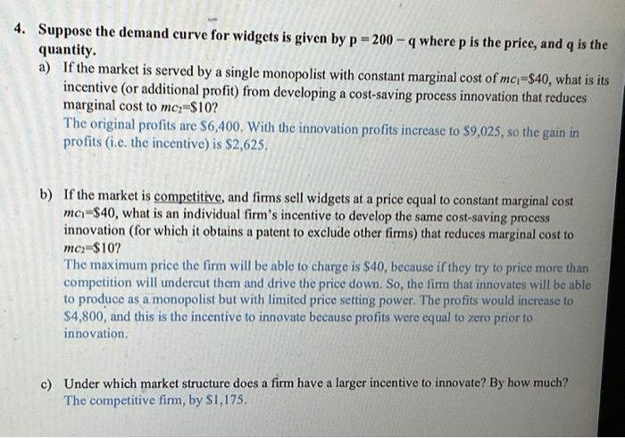Solved Suppose the demand curve for widgets is given by | Chegg.com