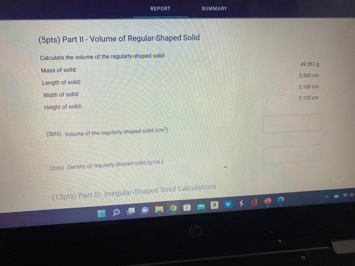 Solved ?(93pts) Part III. Irregular-Shaped Solid | Chegg.com