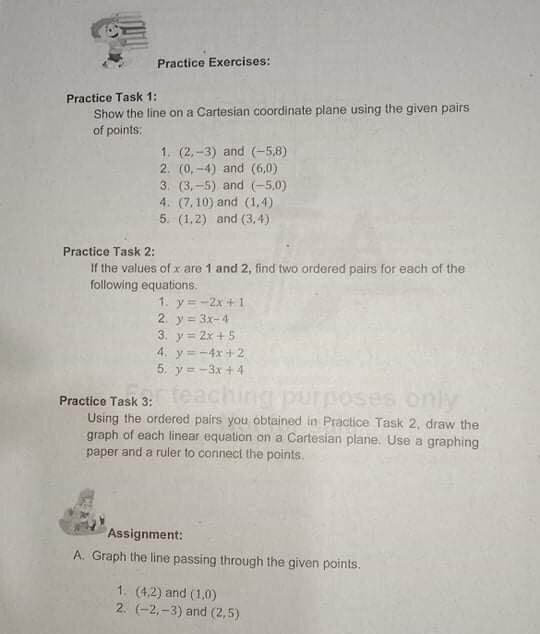 Solved Practice Exercises: Practice Task 1: Show the line on | Chegg.com