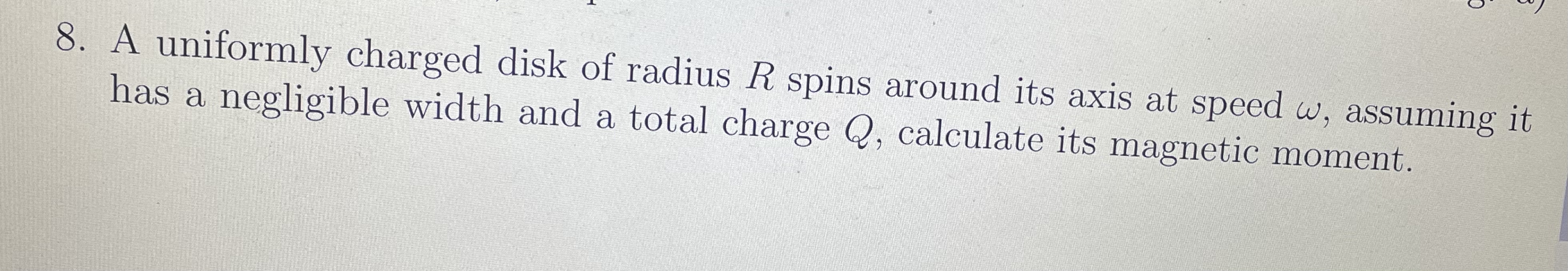 Solved A uniformly charged disk of radius R ﻿spins around | Chegg.com