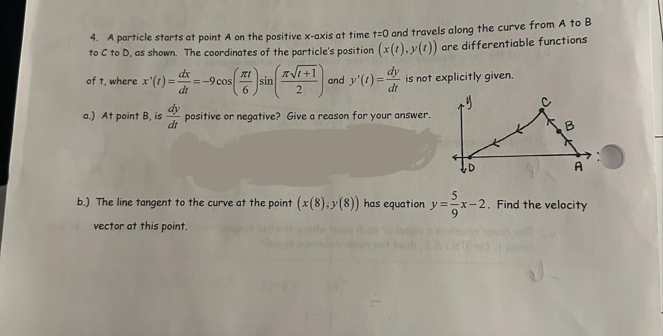 Solved A particle starts at point A ﻿on the positive x-axis | Chegg.com