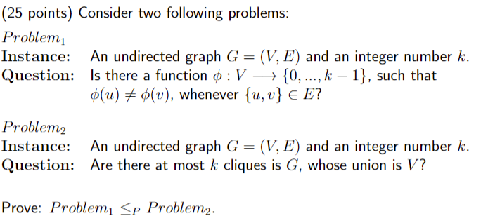 Solved (25 ﻿points) ﻿Consider two following problems:Problem | Chegg.com
