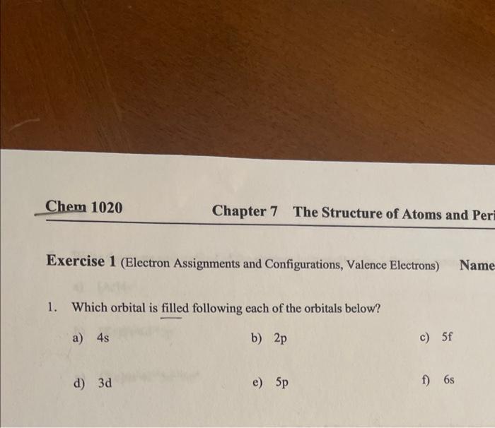 Solved Exercise 1 Electron Assignments And Configurations