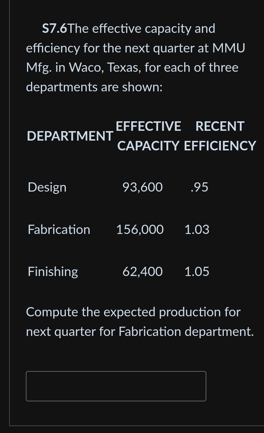 Solved S7.6The effective capacity and efficiency for the | Chegg.com