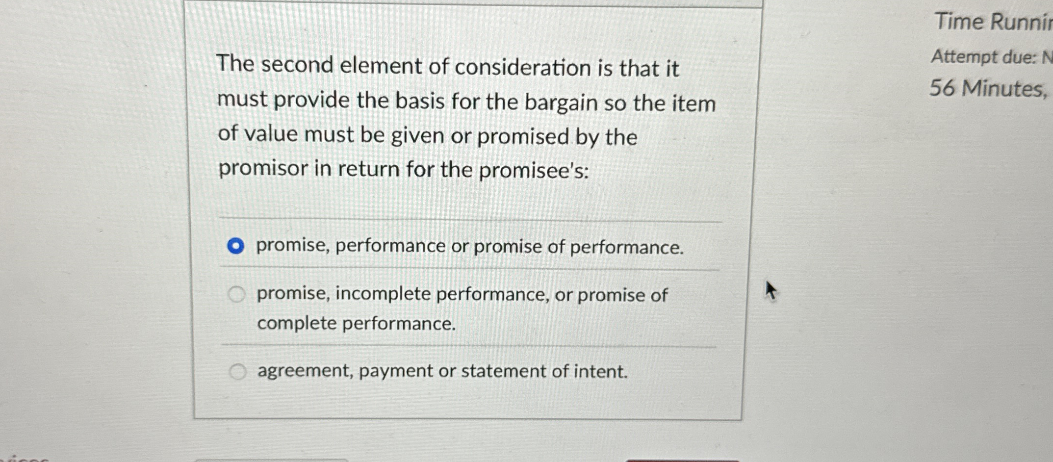 Solved The second element of consideration is that it must | Chegg.com