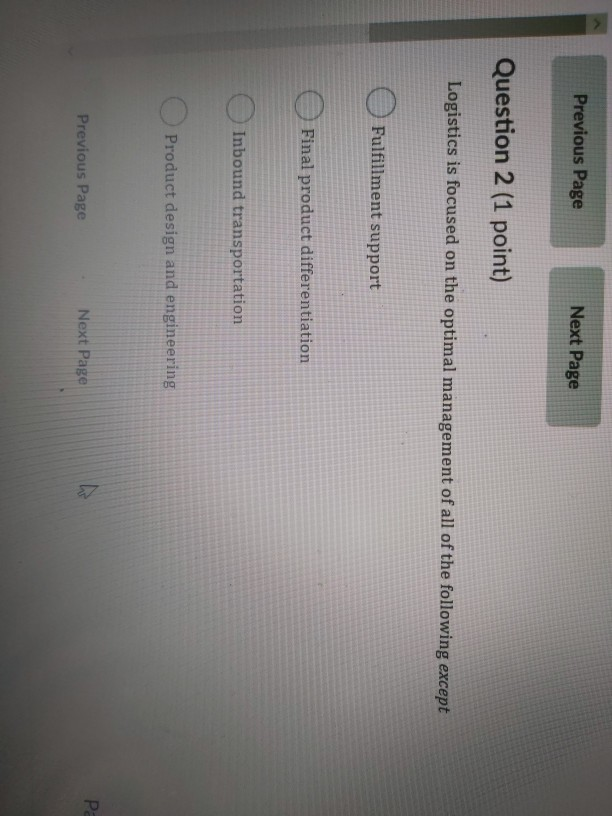 Solved Previous Page Next Page Question 2 (1 point) | Chegg.com