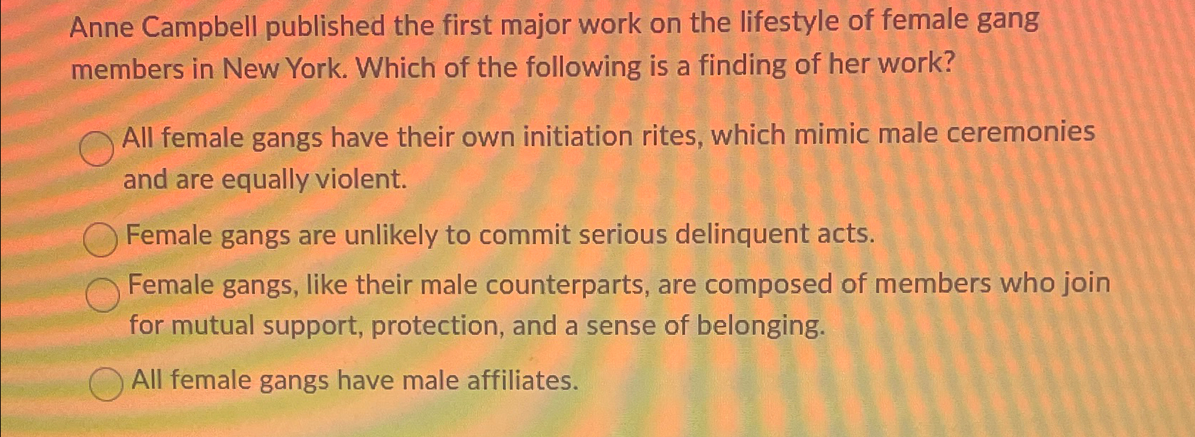 Solved Anne Campbell published the first major work on the | Chegg.com