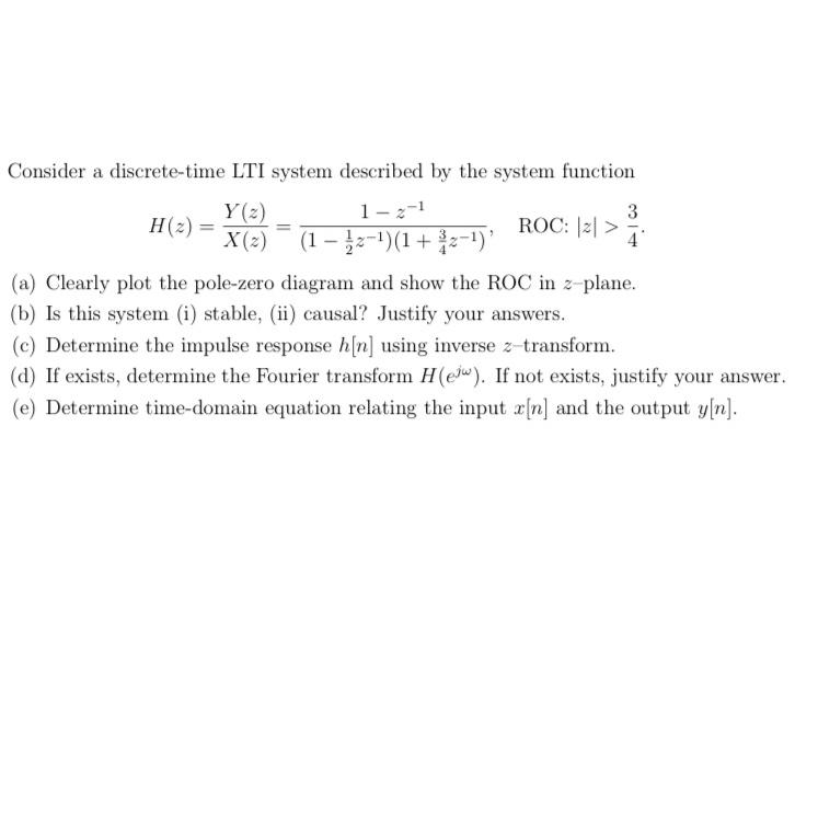 Solved Consider a discrete-time LTI system described by the | Chegg.com