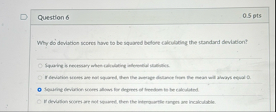 Solved Question 60.5 ﻿ptsWhy do deviation scores have to be | Chegg.com