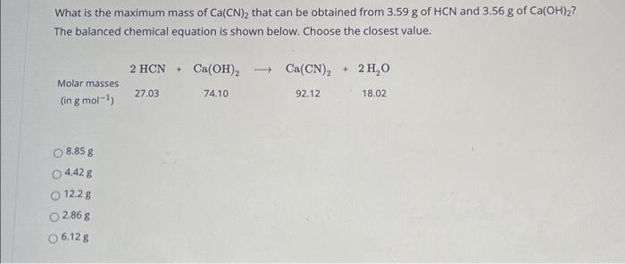 Solved What is the maximum mass of \\( | Chegg.com