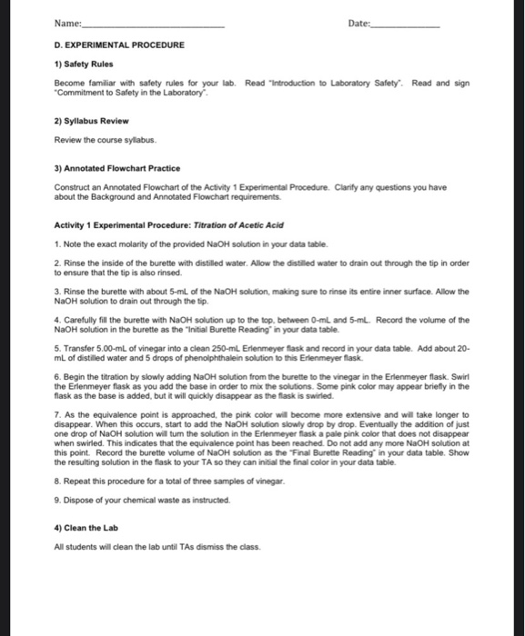 Solved Name: Date: C. ANNOTATED FLOWCHART OF PLANNED WORK | Chegg.com