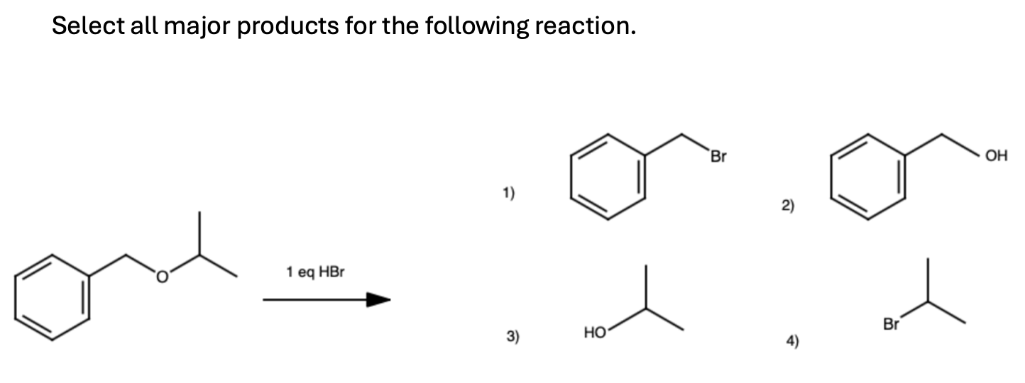 Select all major products for the following reaction. | Chegg.com