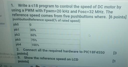 Solved Write a c18 ﻿program to control the speed of DC motor | Chegg.com