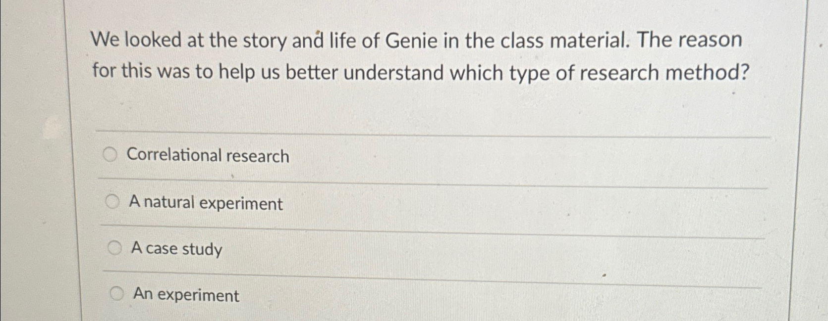 Solved We looked at the story and life of Genie in the class | Chegg.com