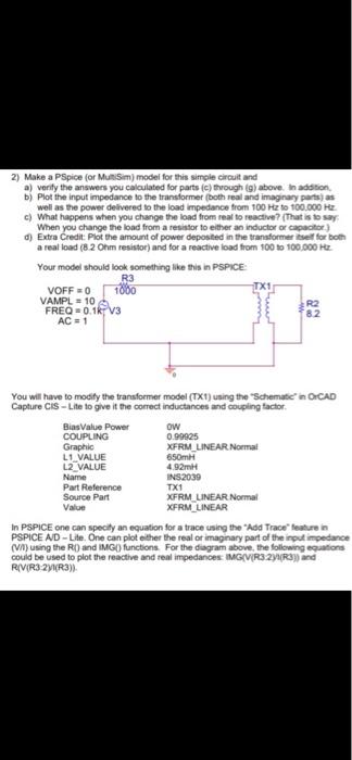 Solved Pre-Lab Assignment Consider the following transformer | Chegg.com