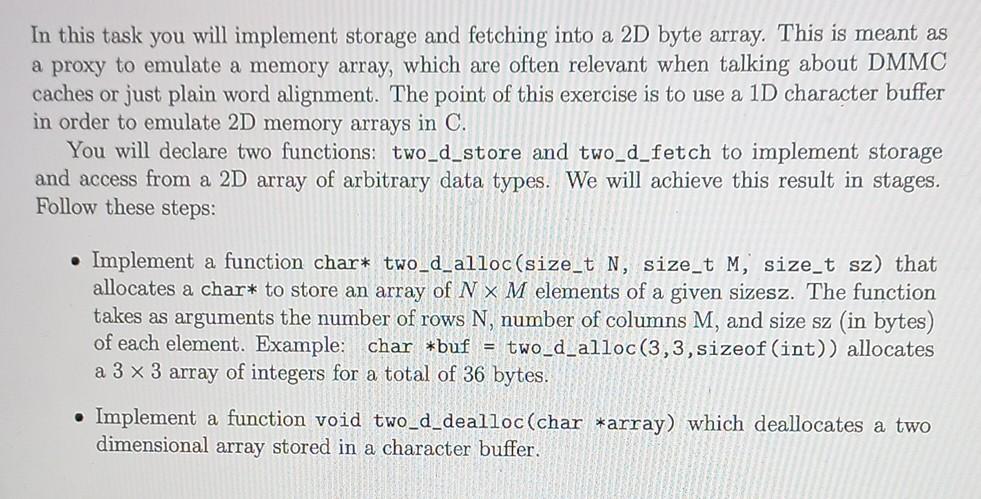 Solved In this task you will implement storage and fetching | Chegg.com