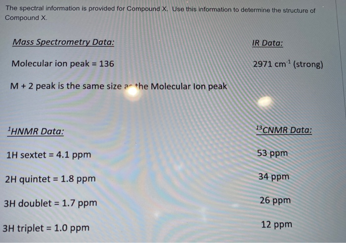 Solved The spectral information is provided for Compound X. | Chegg.com