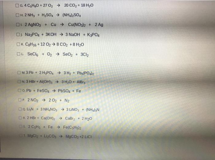 Solved Select all of the reactions below that represent a | Chegg.com