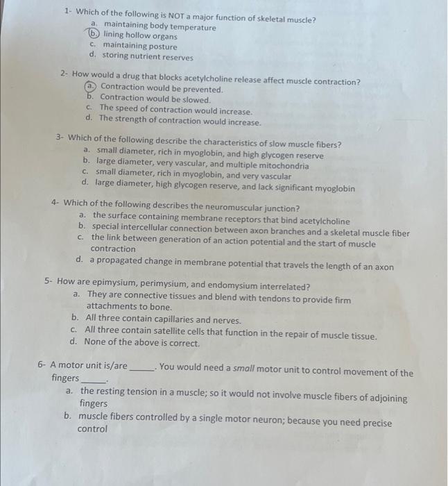 Solved 1- Which of the following is NOT a major function of | Chegg.com