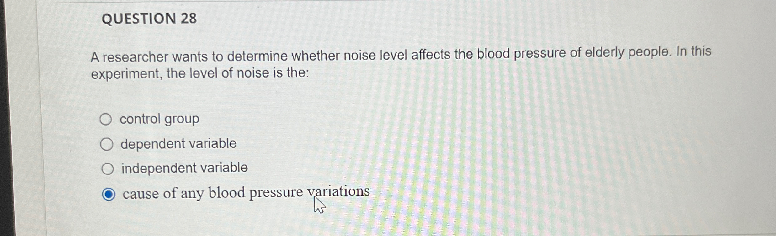 Solved QUESTION 28A researcher wants to determine whether | Chegg.com