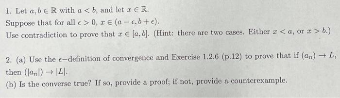 Solved 1. Let a, b ER with a