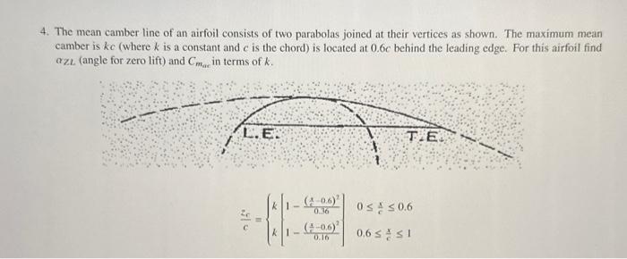 4. The mean camber line of an airfoil consists of two | Chegg.com