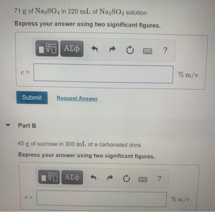 Solved 71 g of Na2SO4 in 220 mL of Na2SO4 solution Express | Chegg.com