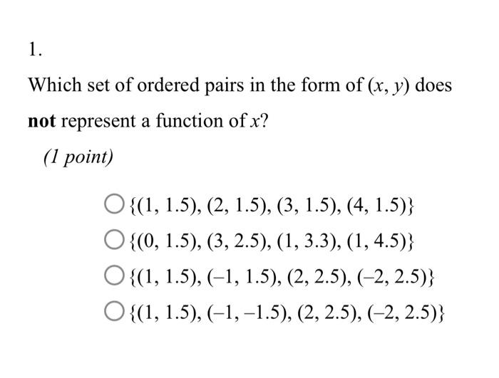 Solved 1. Which set of ordered pairs in the form of (x,y) | Chegg.com