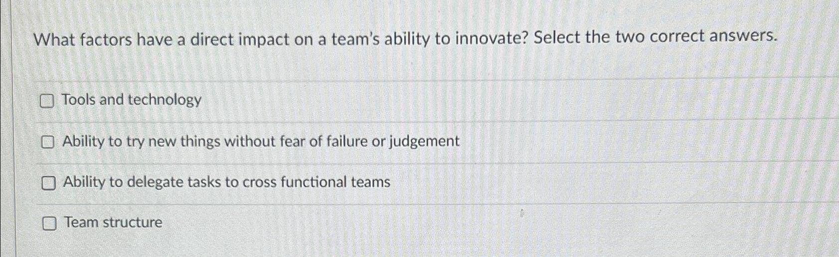 Solved What factors have a direct impact on a team's ability | Chegg.com