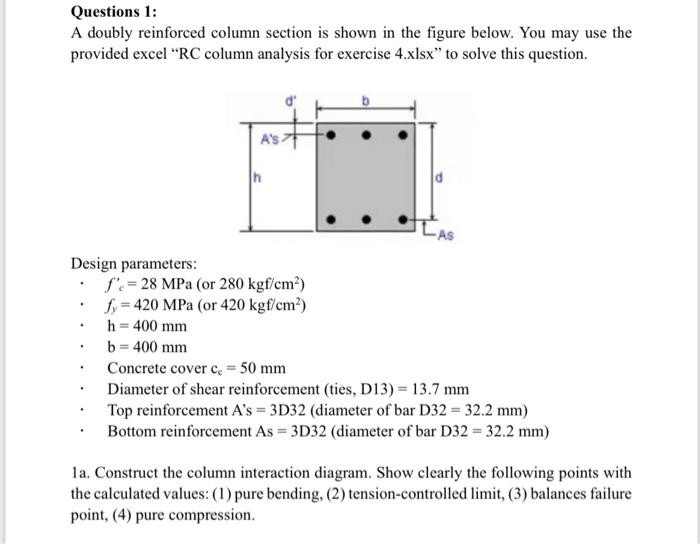 Solved Questions 1: A doubly reinforced column section is | Chegg.com