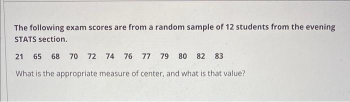 Solved The following exam scores are from a random sample of | Chegg.com