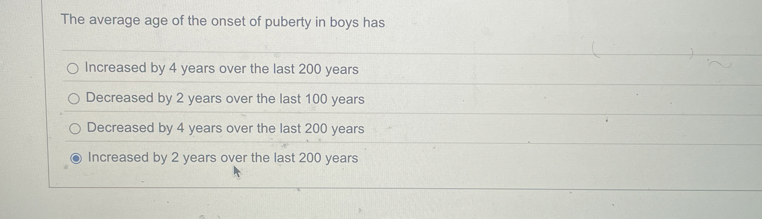 Solved The average age of the onset of puberty in boys | Chegg.com