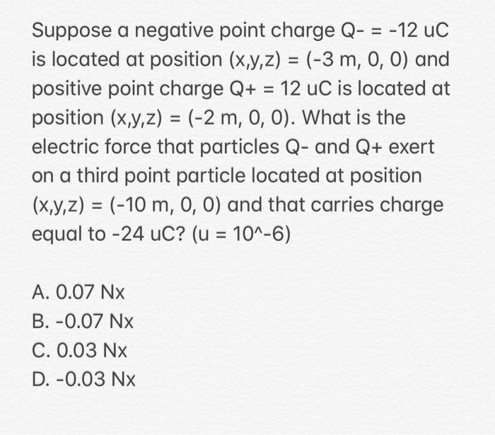 Suppose a negative point charge Q- = -12 uc is | Chegg.com