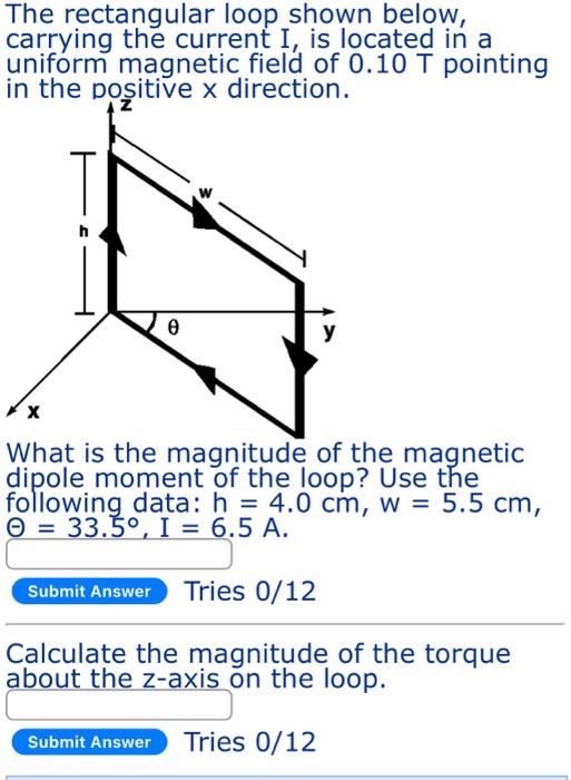 Solved The rectangular loop shown below, carrying the | Chegg.com