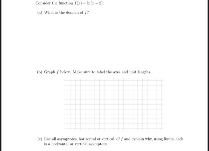 Solved Consider the function f(x)=ln(x−2). (a) What is the | Chegg.com