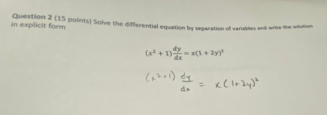 Solved Question 2 (15 points) Solve the differential | Chegg.com