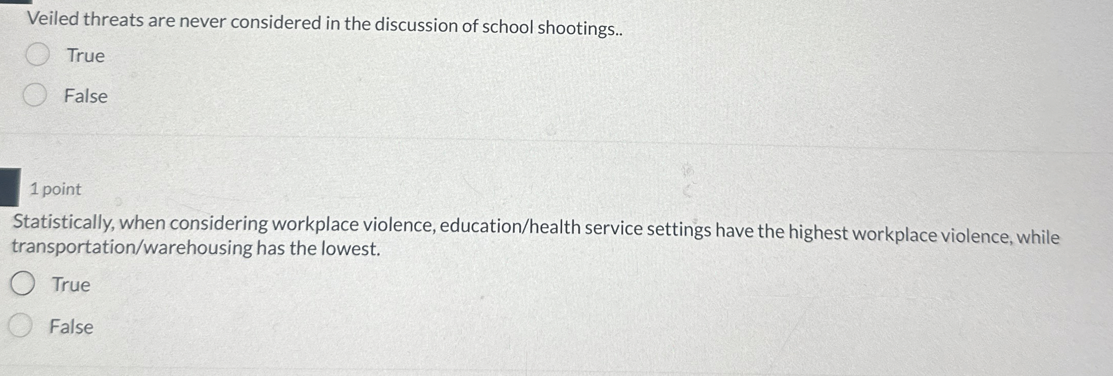 Solved Veiled threats are never considered in the discussion | Chegg.com